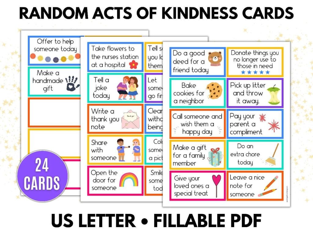 Printable Random Acts Of Kindness Cards - Free Printable Worksheets ...